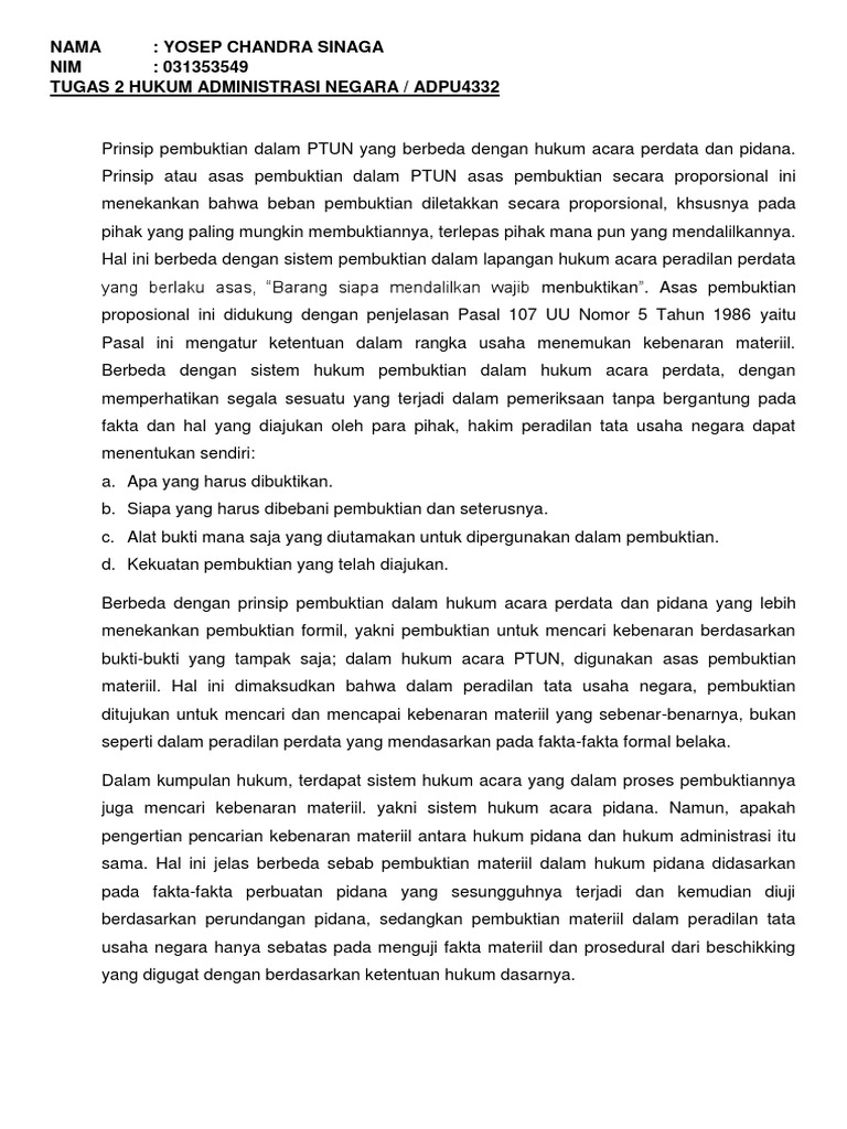 Tugas 2 Hukum Administrasi Negara ADPU4332 | PDF