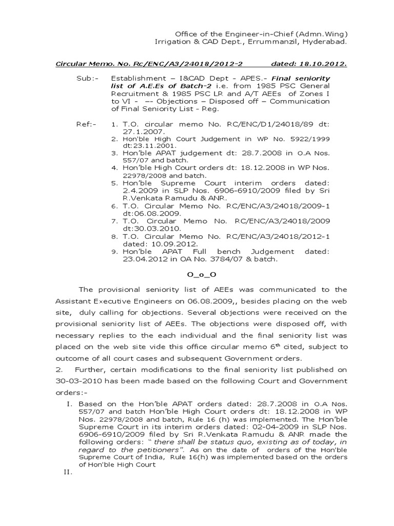 Circular Memo 1985 Batch-2 | PDF