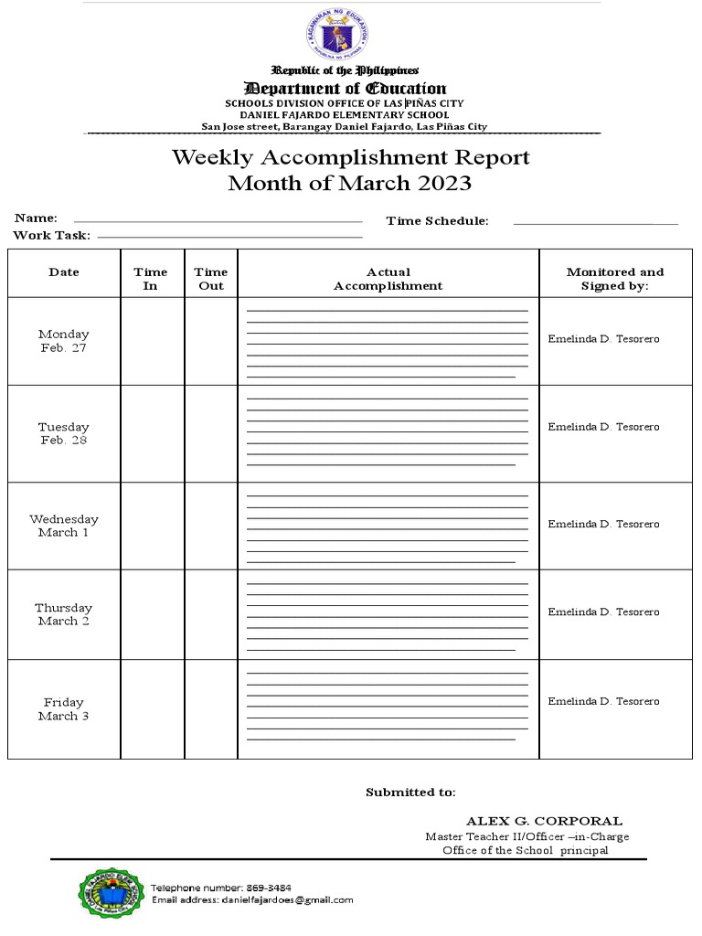 March 2023 Weekly Accomplishments Report | PDF
