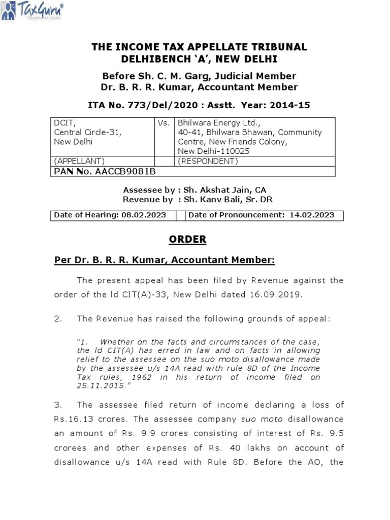DCIT Vs Bhilwara Energy Ltd. 14A | PDF | Political Law | Public Law