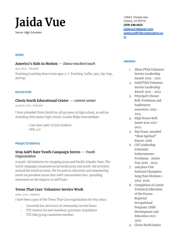 Jaida Vue Resume | PDF