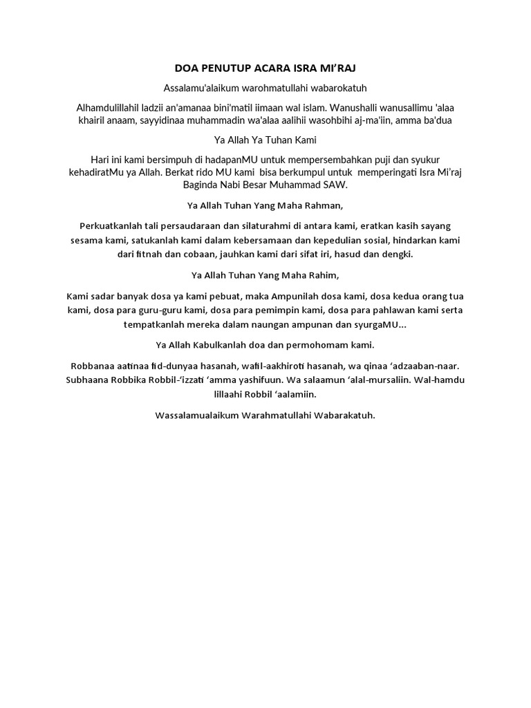 Doa Penutup Acara Isra Mi | PDF