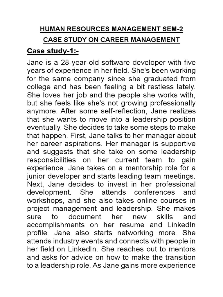 Career Management Case Studies | PDF | Mentorship | Leadership