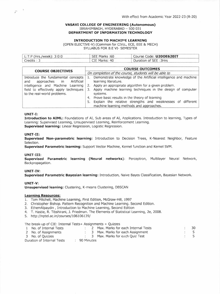 11 - BE-VI Sem - Introduction To Machine Learning - IT | PDF | Machine ...