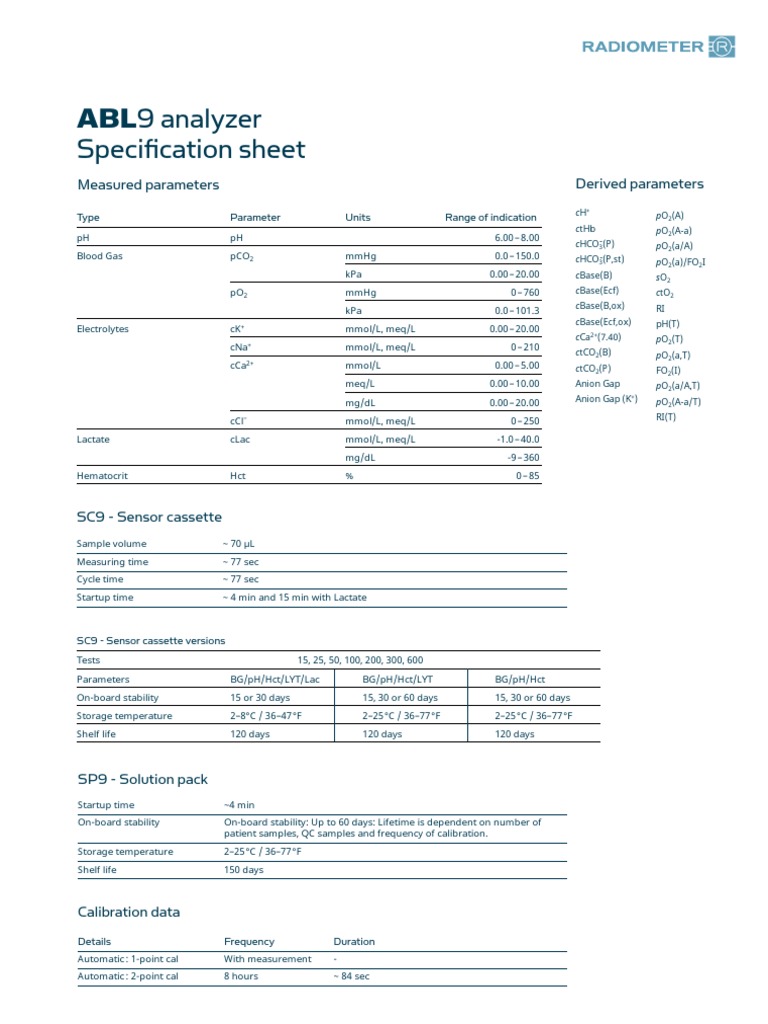 Radiometer Abl9 Po2 Blood Gas Analyzer | PDF | Computer Data Storage ...