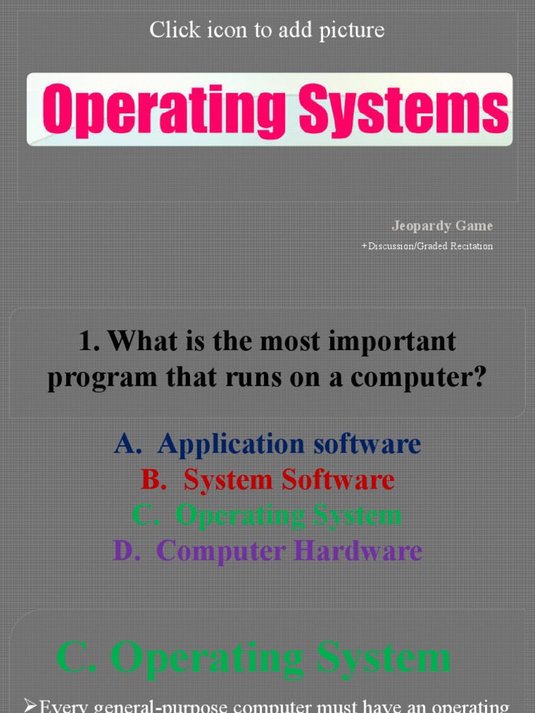 OS Jeopardy | Download Free PDF | Graphical User Interfaces | Operating System