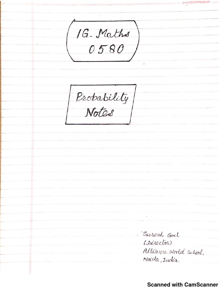 Ig 0580 Probability Notes | PDF