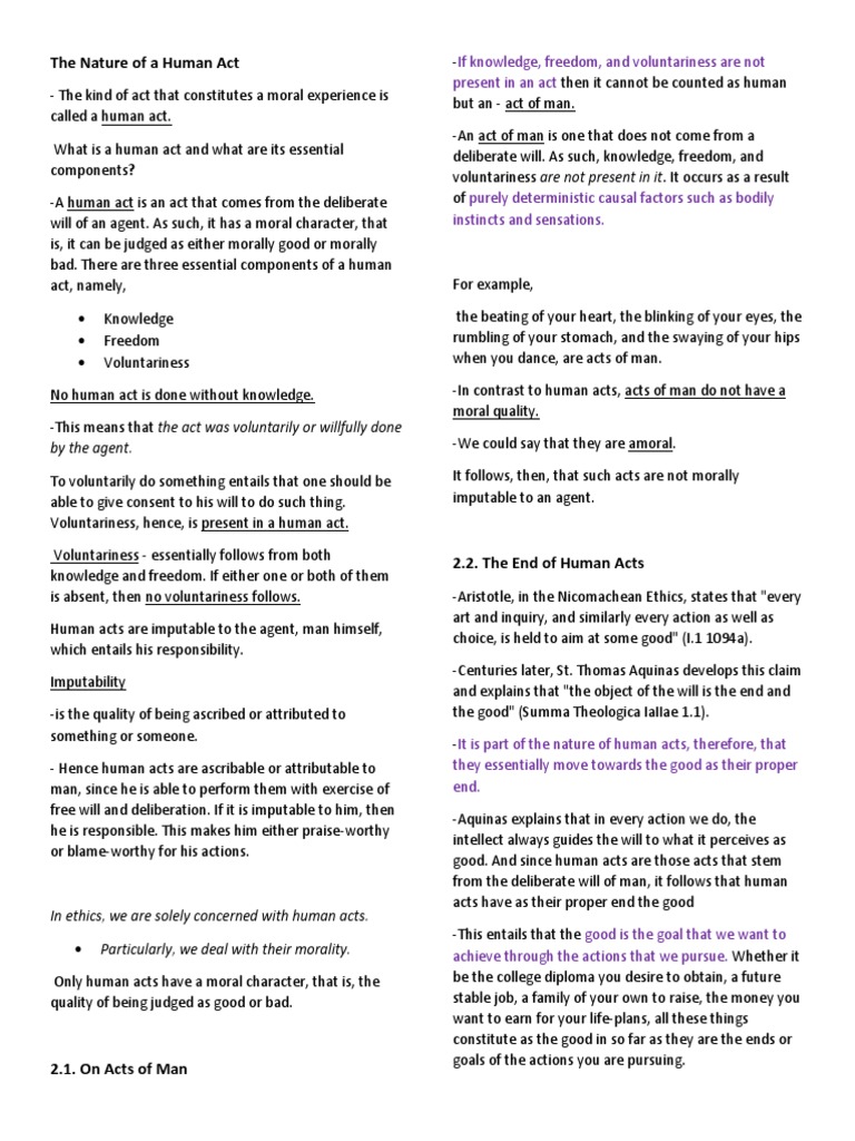 Human Acts. | Download Free PDF | Thomas Aquinas | Ethical Principles