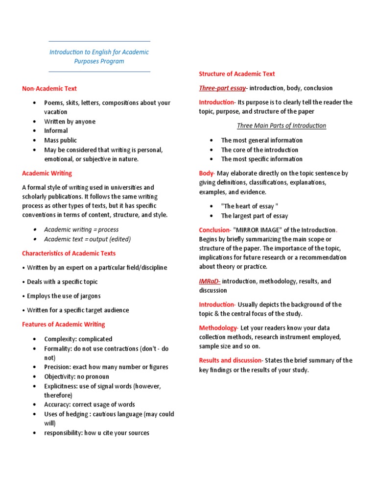 Introduction To English For Academic Purposes Program | PDF ...