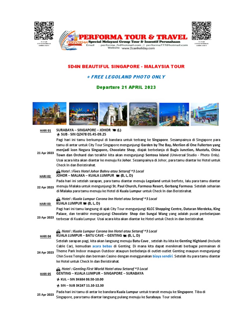 SUB2023LEB#ITIN01#5D4N SIN-MAL#21APR (Final Itin) | PDF