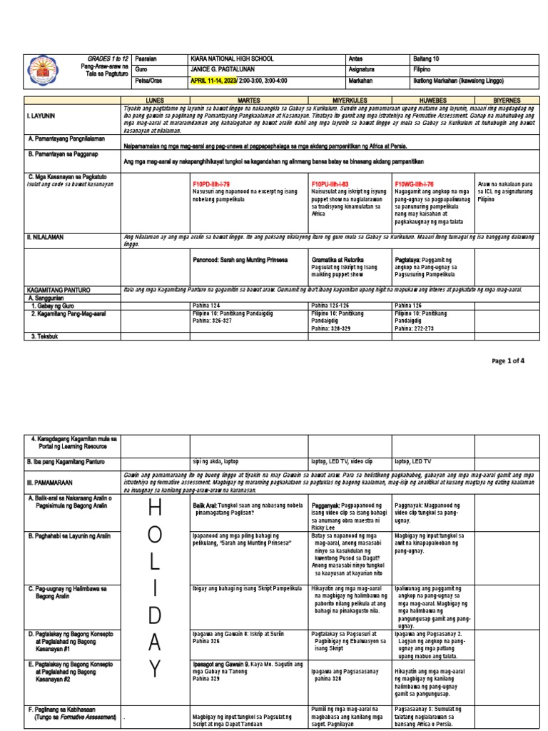 3RD Quarter 8TH Week Fil.10 | PDF