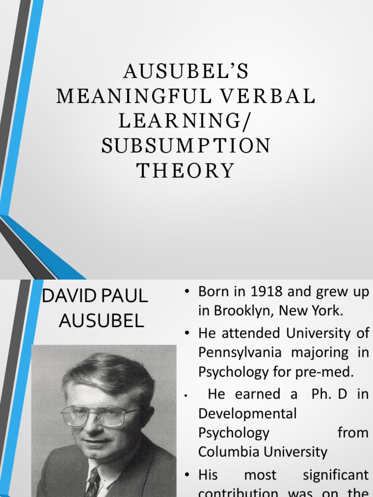 Ausubel's Subsumption Theory Explained | PDF