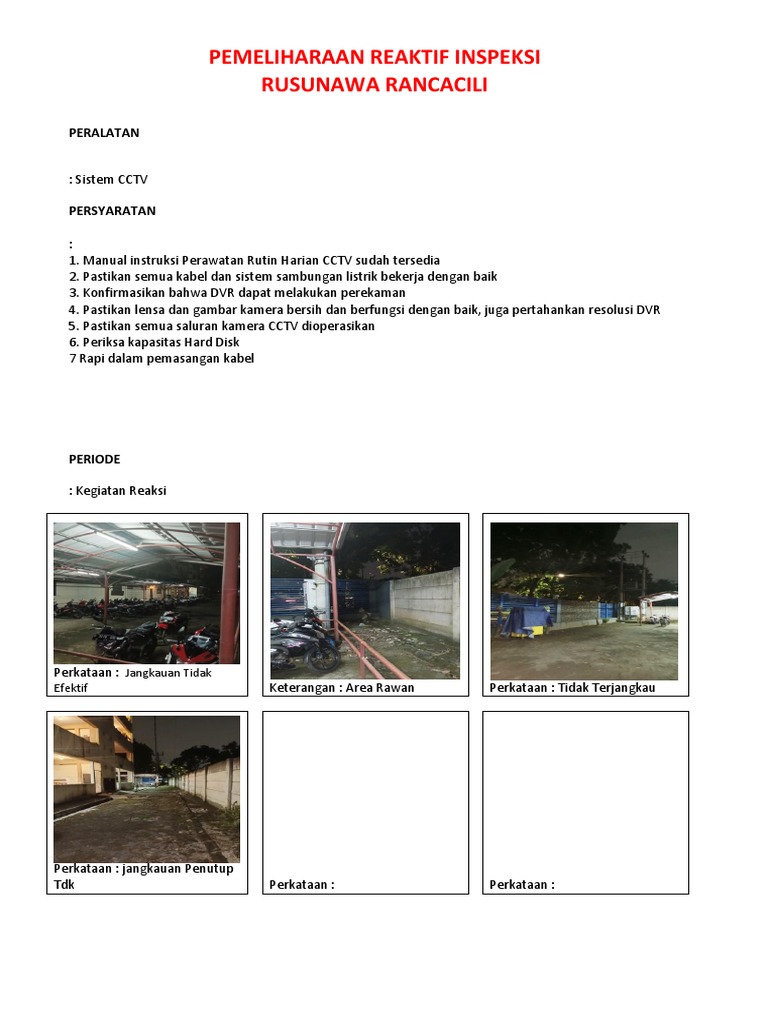 Pemeliharaan CCTV Rusunawa | PDF