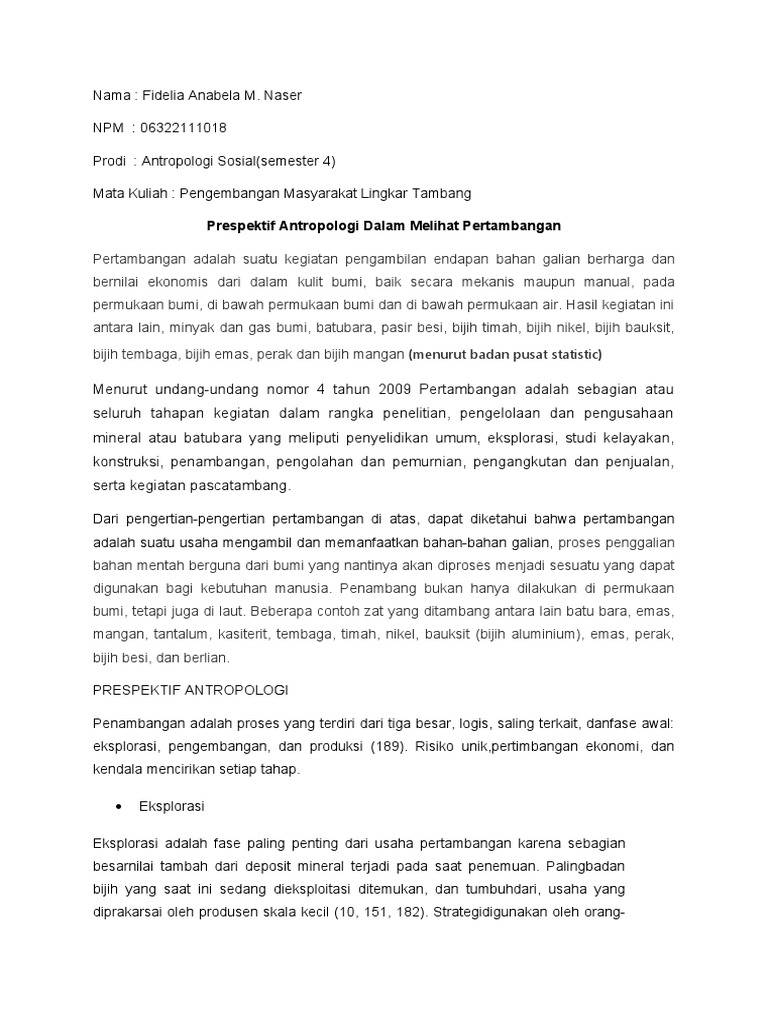 Antrop Pertambangan | PDF