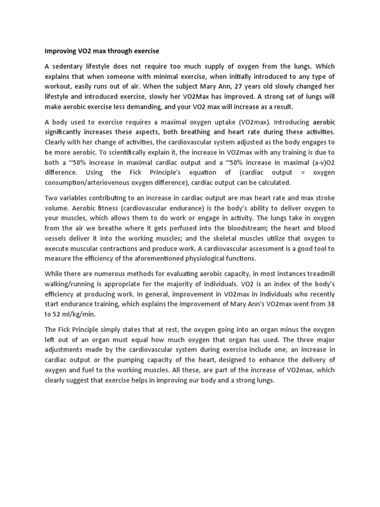 Improving VO2 Max Through Exercise | PDF | Heart | Sports Science