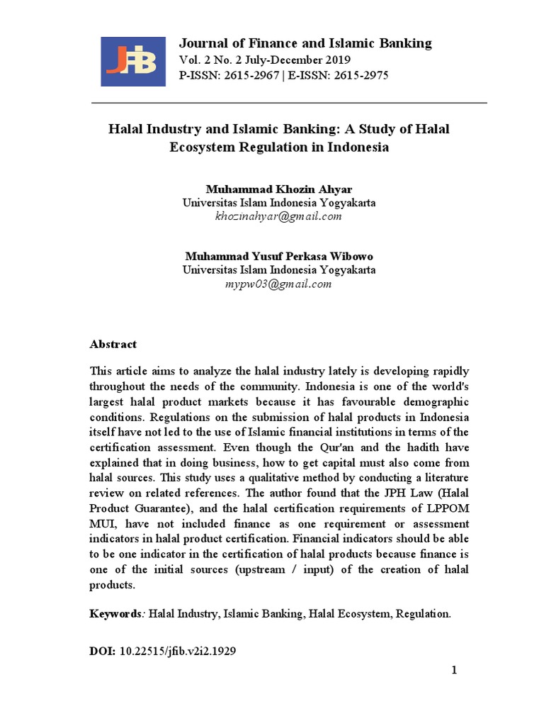 Halal Industry and Islamic Banking A Study of Hala | Download Free PDF ...