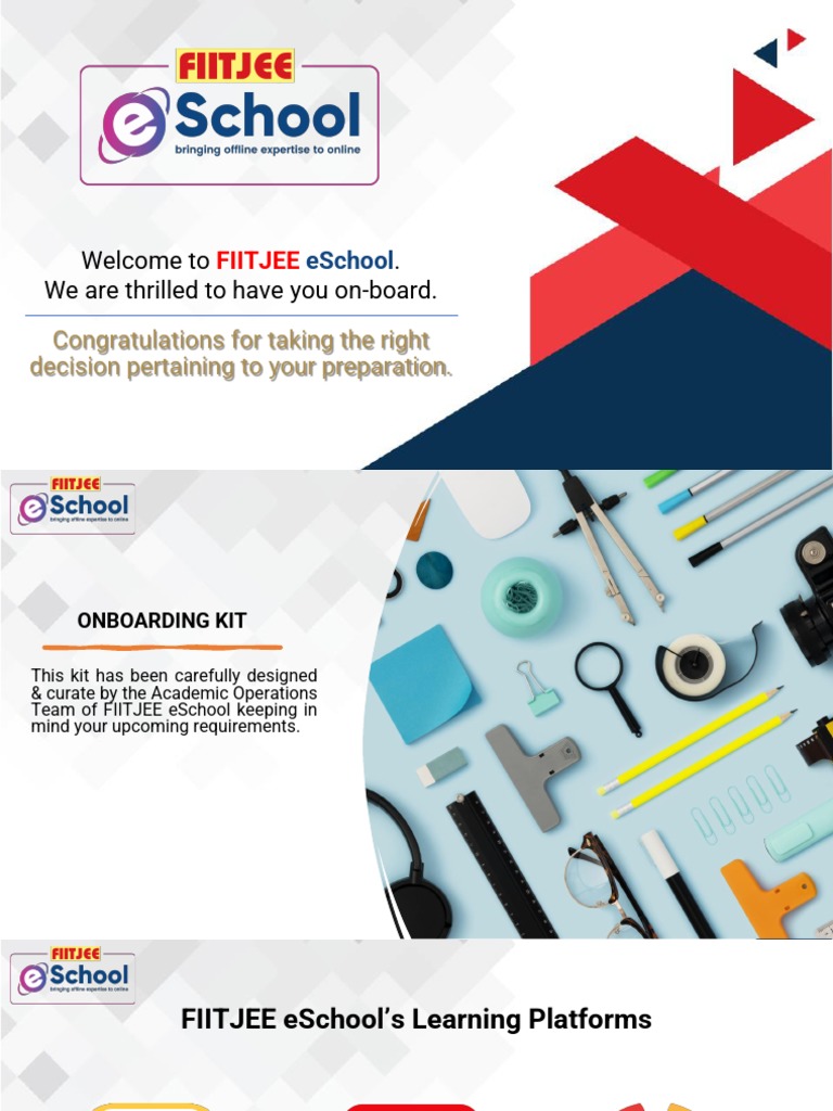 FIITJEE eSchool-Onboarding Kit | PDF | Mobile App | Login
