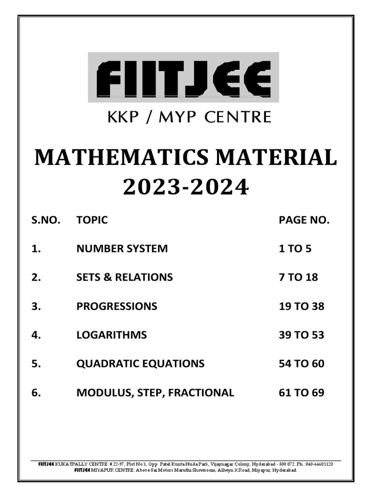 Mathematics Material 2023-2024 | PDF | Set (Mathematics) | Numbers