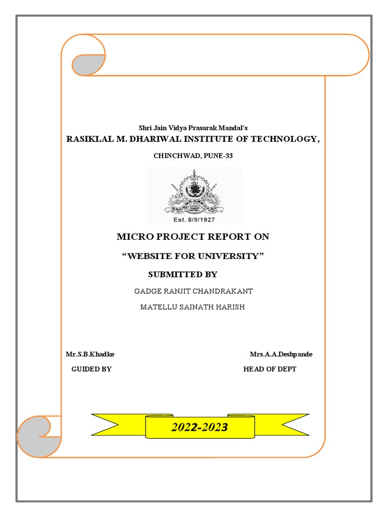 University Website Micro Project Report | PDF | World Wide Web ...