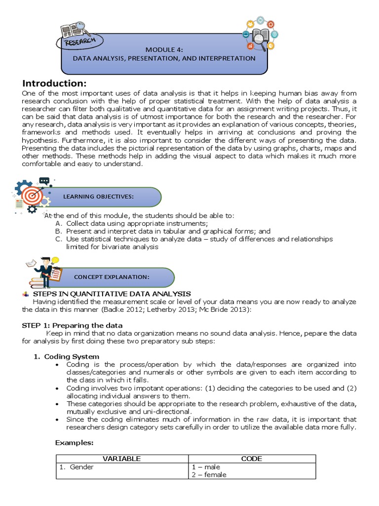 Data Analysis, Presentation, and Interpretation: STEP 1: Preparing The Data | PDF | Statistics ...
