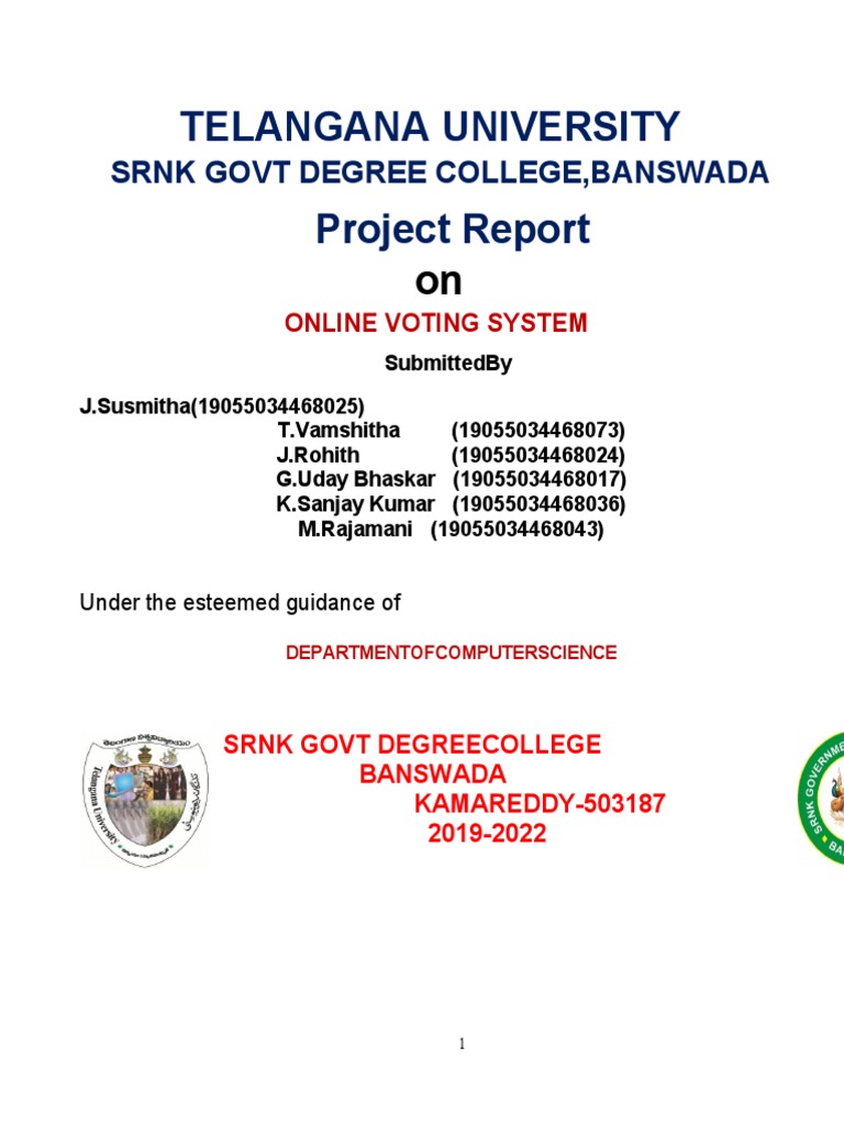 Telangana University Project Report: SRNK Govt Degree College, Banswada | PDF | Html | Software ...