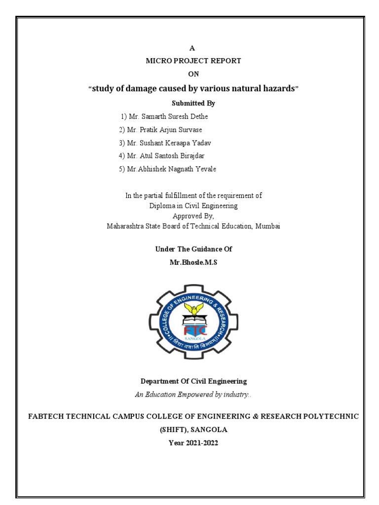 Study of Damage Caused by Various Natural Hazards: A Micro Project ...