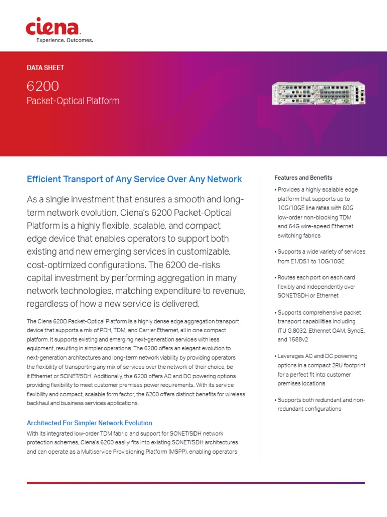 Ciena 6200 Packet Optical Platform Data Sheet | PDF | Computer Network ...