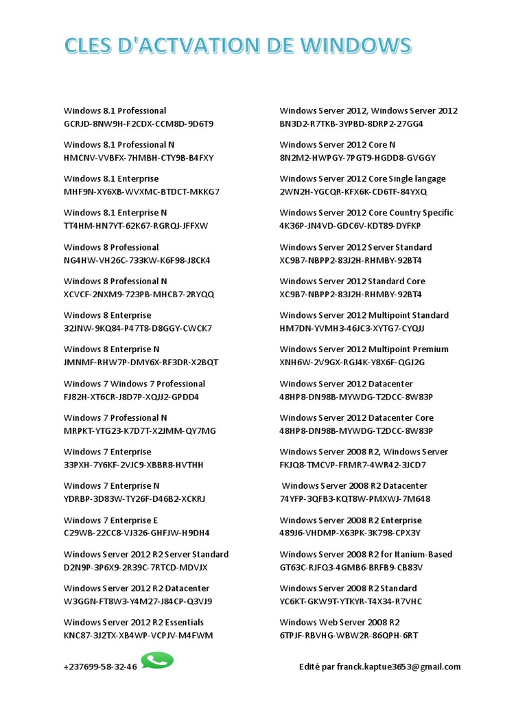 Clés D'activation WINDOWS | PDF