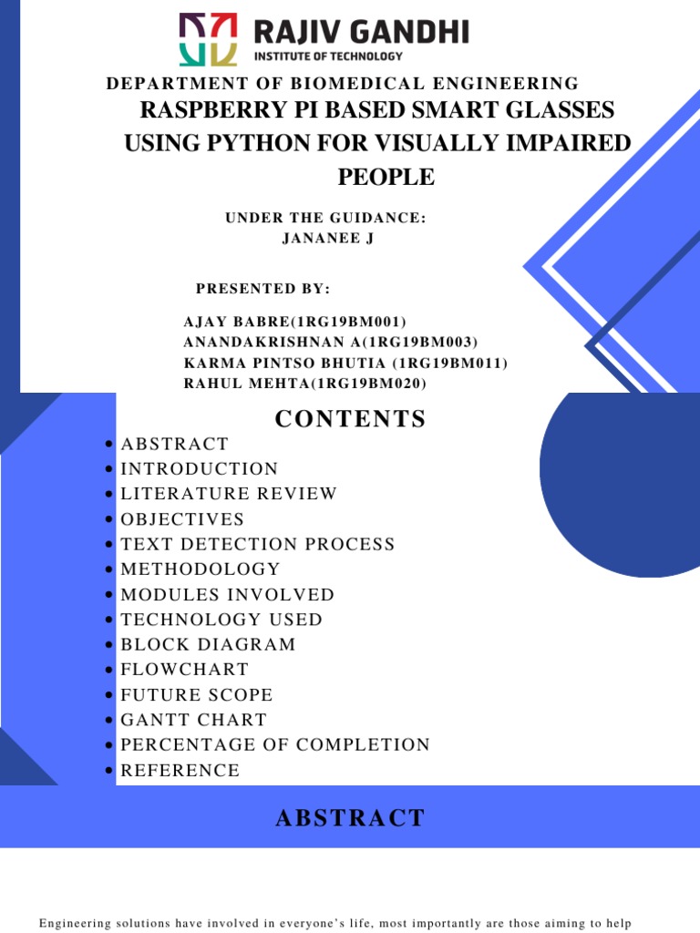 Raspberry Pi Based Smart Glasses Using Opencv and ML For Visually Impaired | PDF | Optical ...