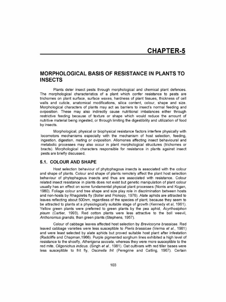 Chapter-5: Morphological Basis of Resistance in Plants To Insects | PDF | Leaf | Insects