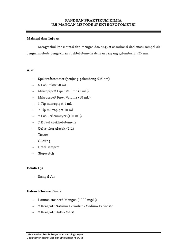 Uji Mangan Spektrofotometri 525 nm | PDF