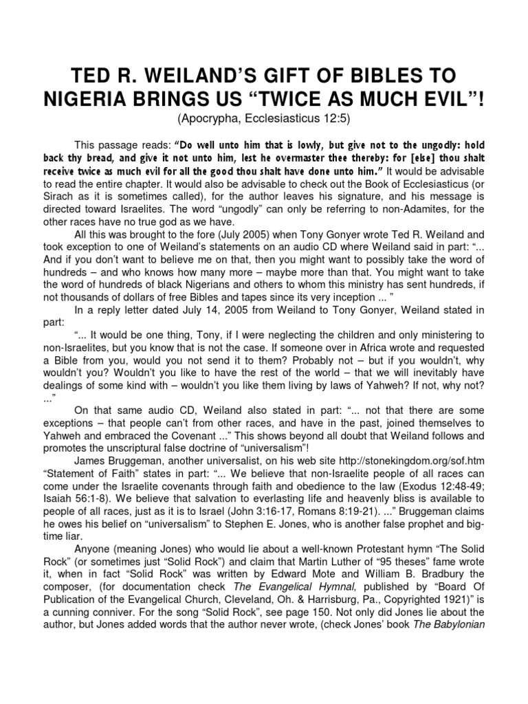 Ted Weiland Twice As Much Evil | PDF | The Exodus | Israelites