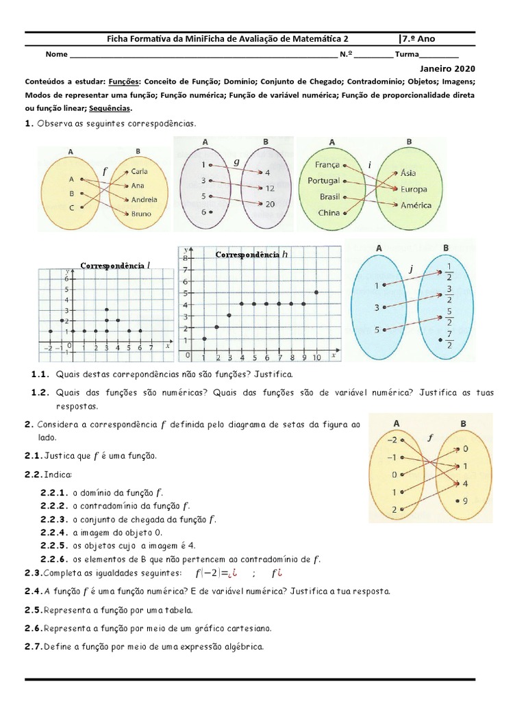 Matematica 7º Ano | PDF | Função (Matemática) | Domínio de denominação ...