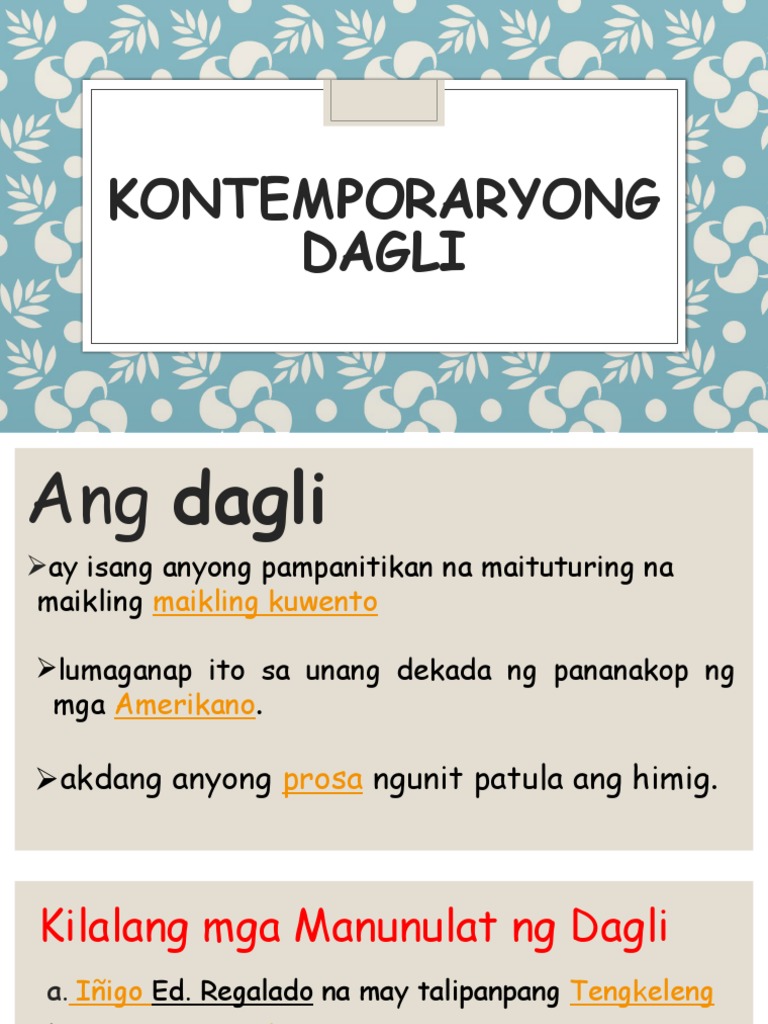 Kontemporaryong Dagli | PDF