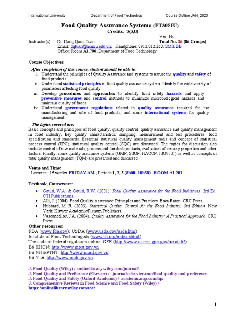 QA Jan2023 Course - Outlines | PDF