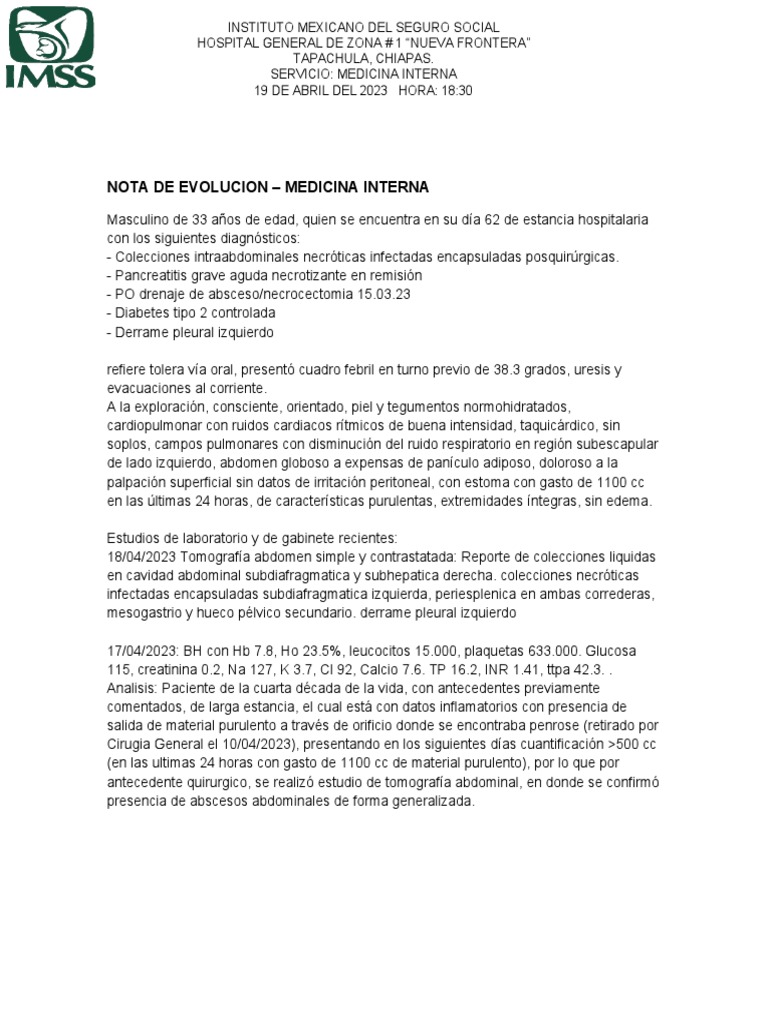 Nota de Evolucion | PDF | Epidemiología | Causas de la muerte
