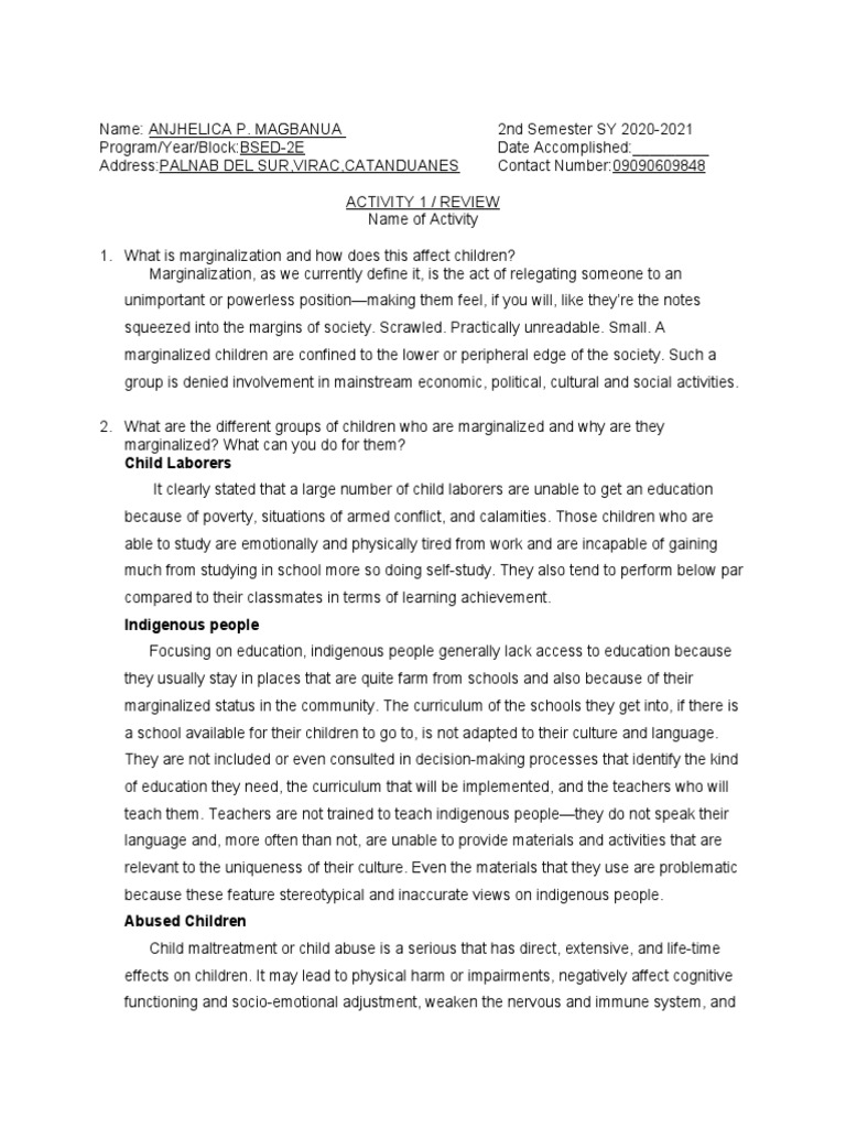 Chapter 7 Answer | PDF | Child Abuse | Social Psychology