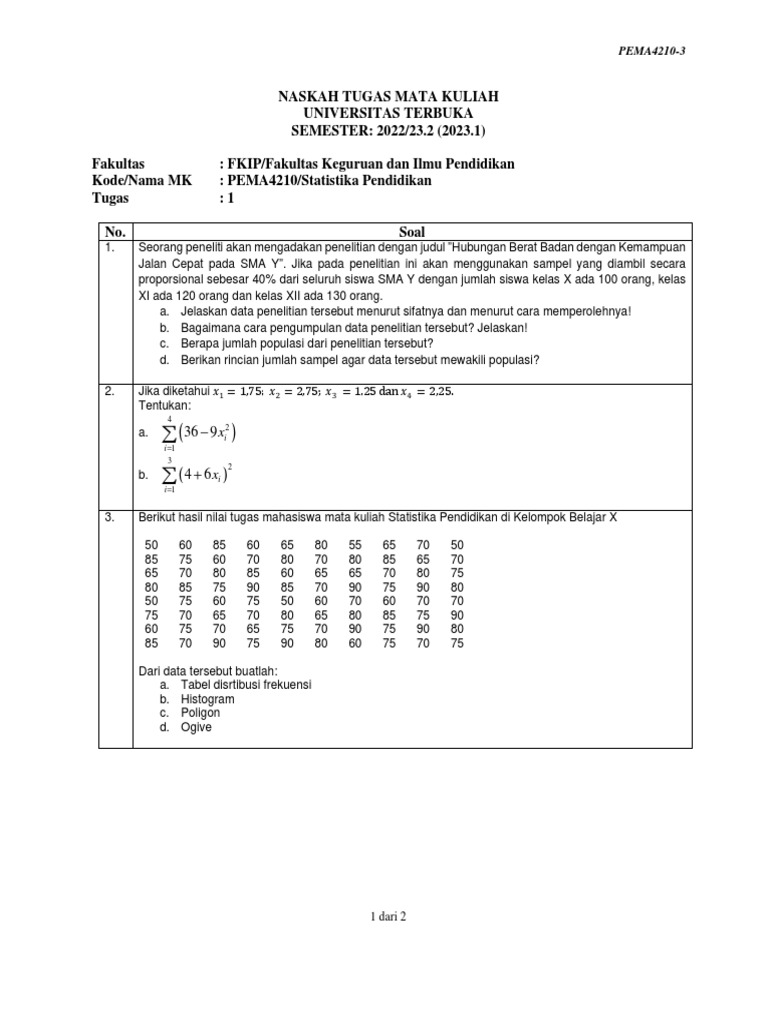 Soal Pema4210 Tmk1 3 (BUTUH JAWABAN 083182796301) | PDF