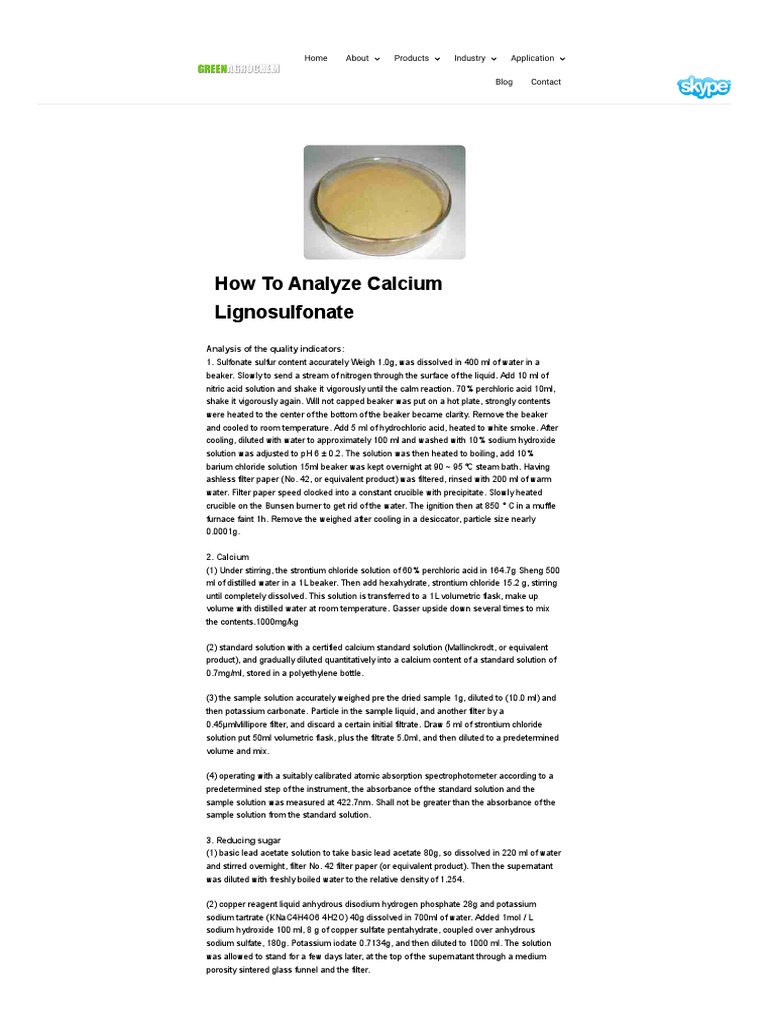 How To Analyze Calcium Lignosulfonate - GREEN AGROCHEM | PDF ...