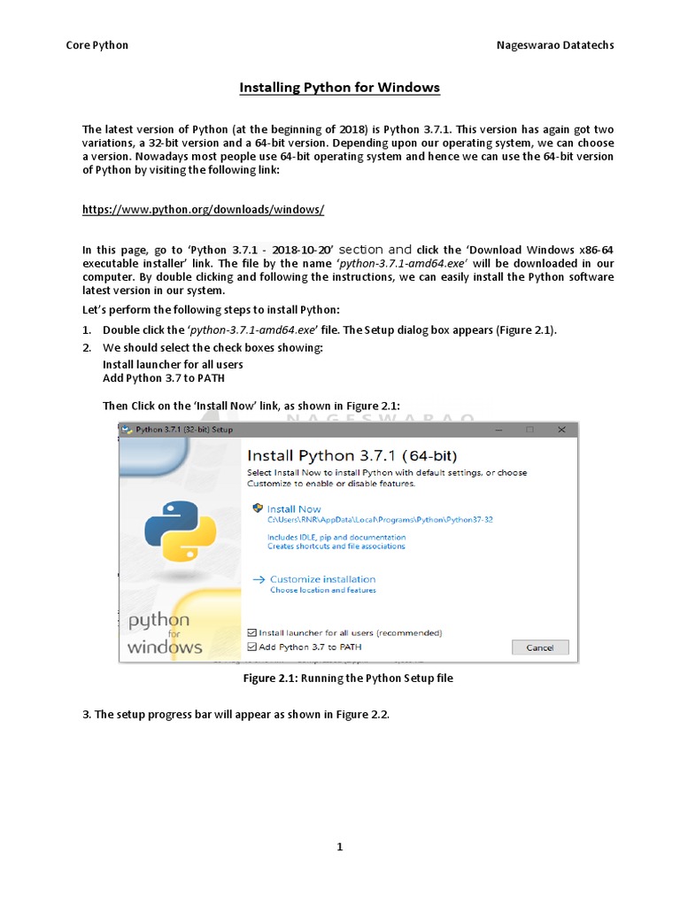 Installing Python For Windows: Figure 2.1: Running The Python Setup File | PDF | Python ...