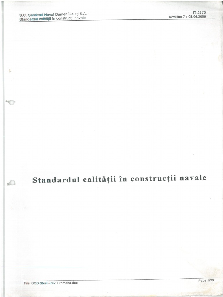 Standardul Calitatii in Constructii Navale | PDF