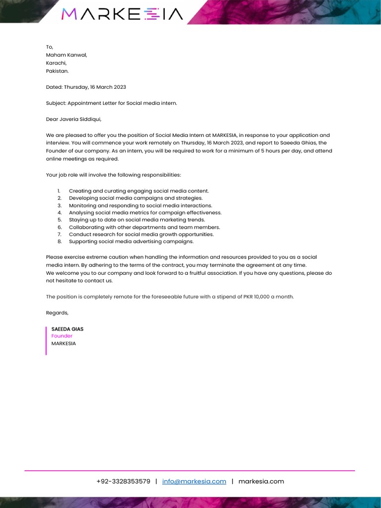 Maham Letter | PDF Maham Letter | PDF