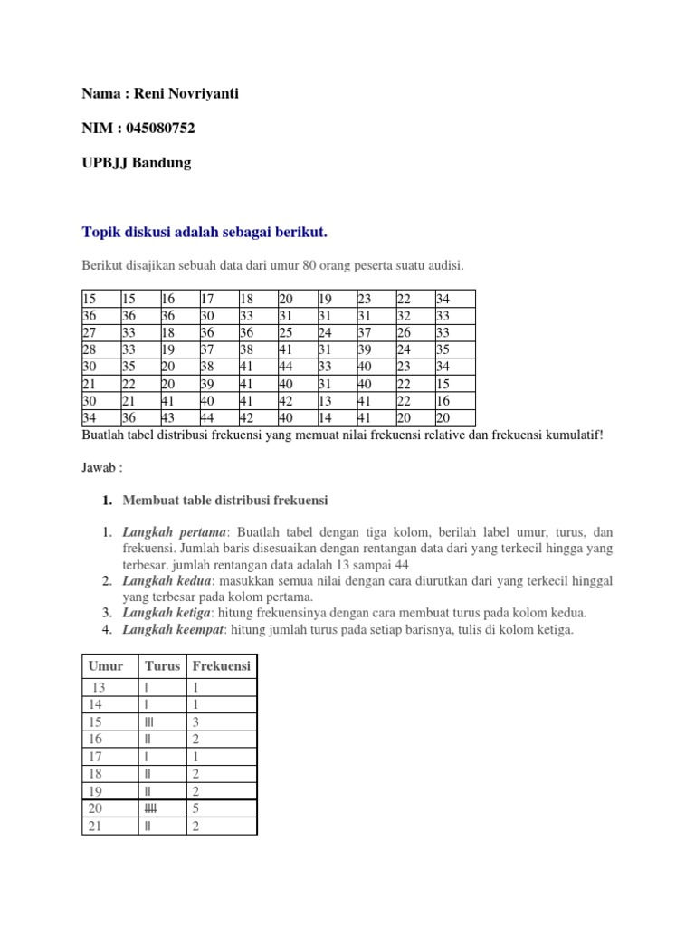 Diskusi 2 Statiska Ekonomi Reni Novriyanti 045080752 | PDF
