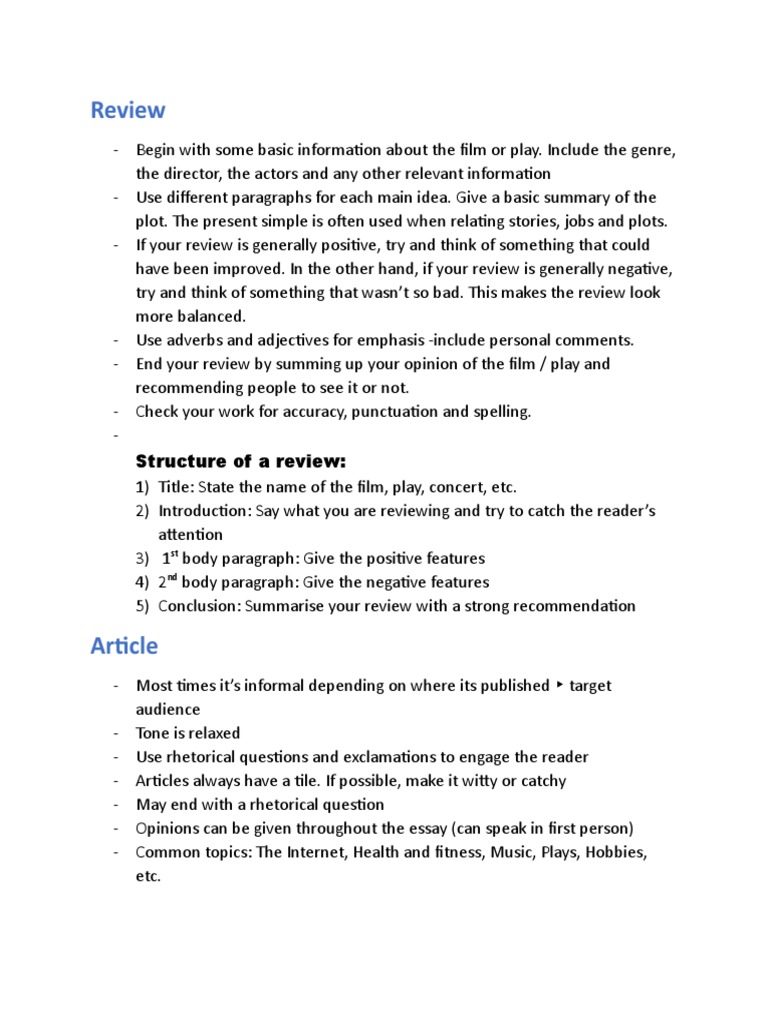 Review and Article Notes | PDF