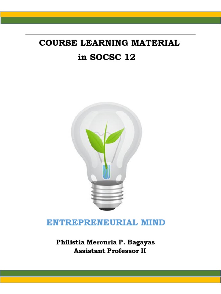 Entrep Mind Module 1 | PDF | Entrepreneurship | Mindset