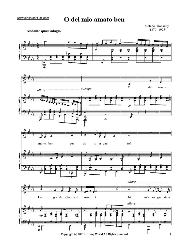 O Del Mio Amato Ben DB (Low) | PDF