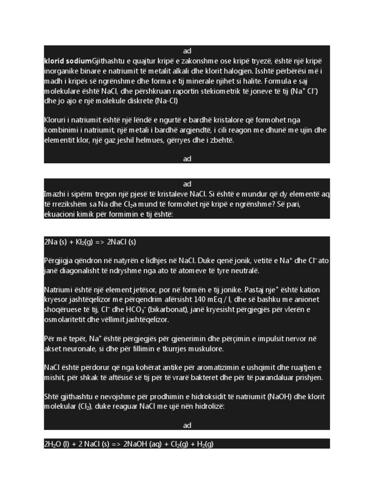 Klorid Sodiumgjithashtu E Quajtur Kripë E Zakonshme Ose Kripë Tryezë ...