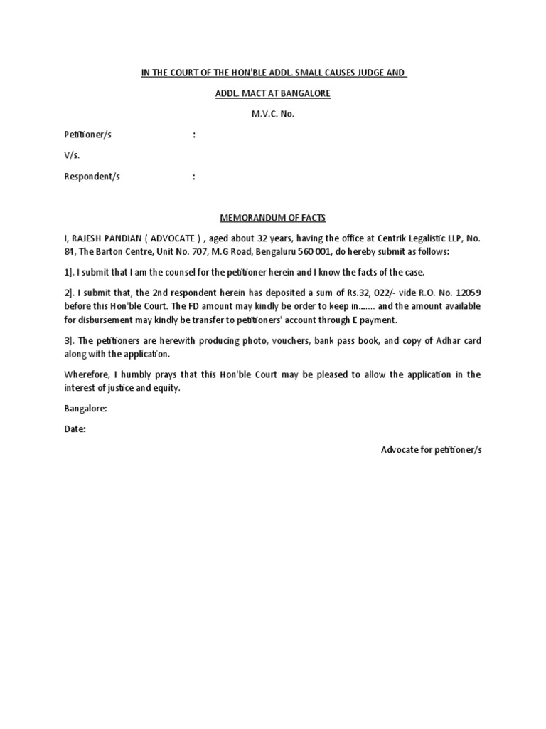 Latha - Memorandum of Fact | PDF