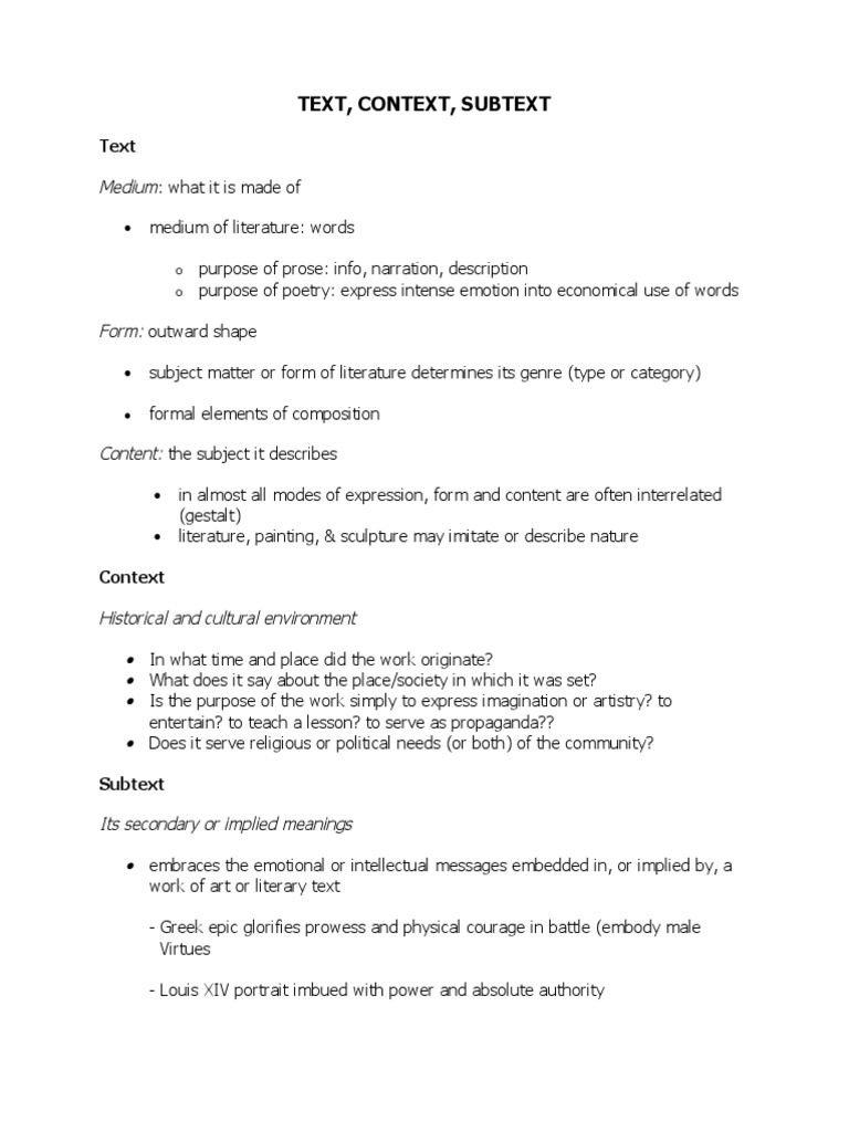 Text, Context, Subtext | PDF