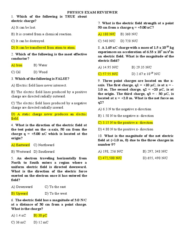 Physics Reviewer | PDF | Capacitance | Capacitor